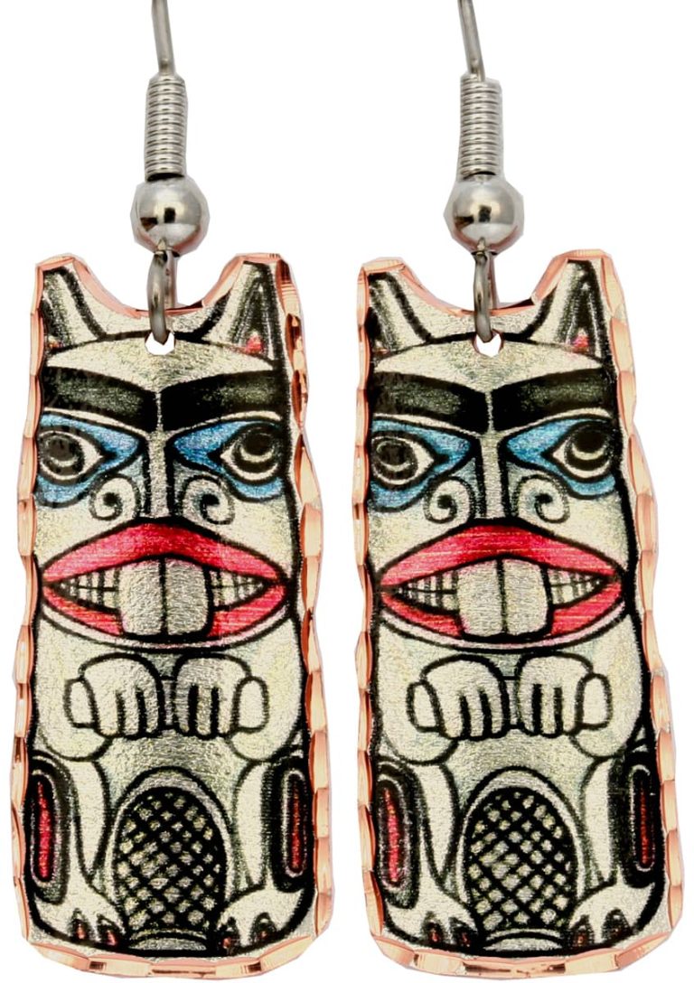 Round Alaska Native Eagle Earrings, Native Eagle Earrings