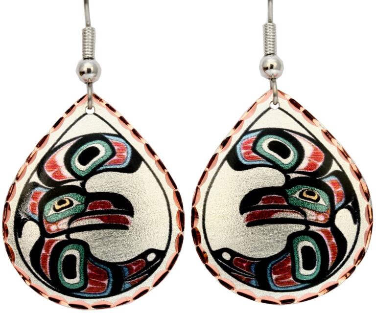 Teardrop Alaska Native Eagle Earrings, Wholesale Alaska Jewelry