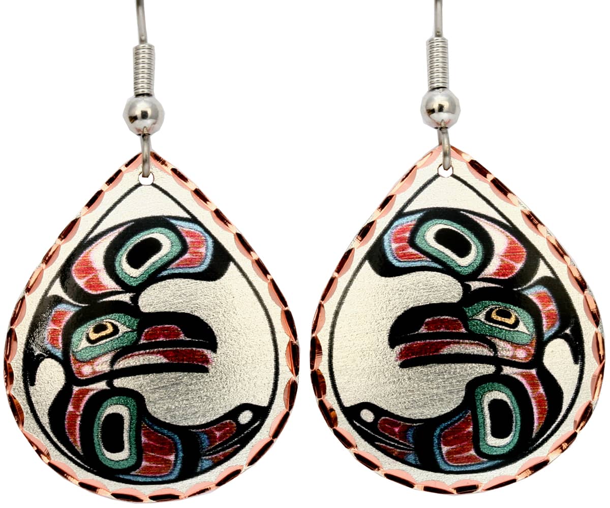 Teardrop Alaska Native Eagle Earrings, Wholesale Alaska Jewelry