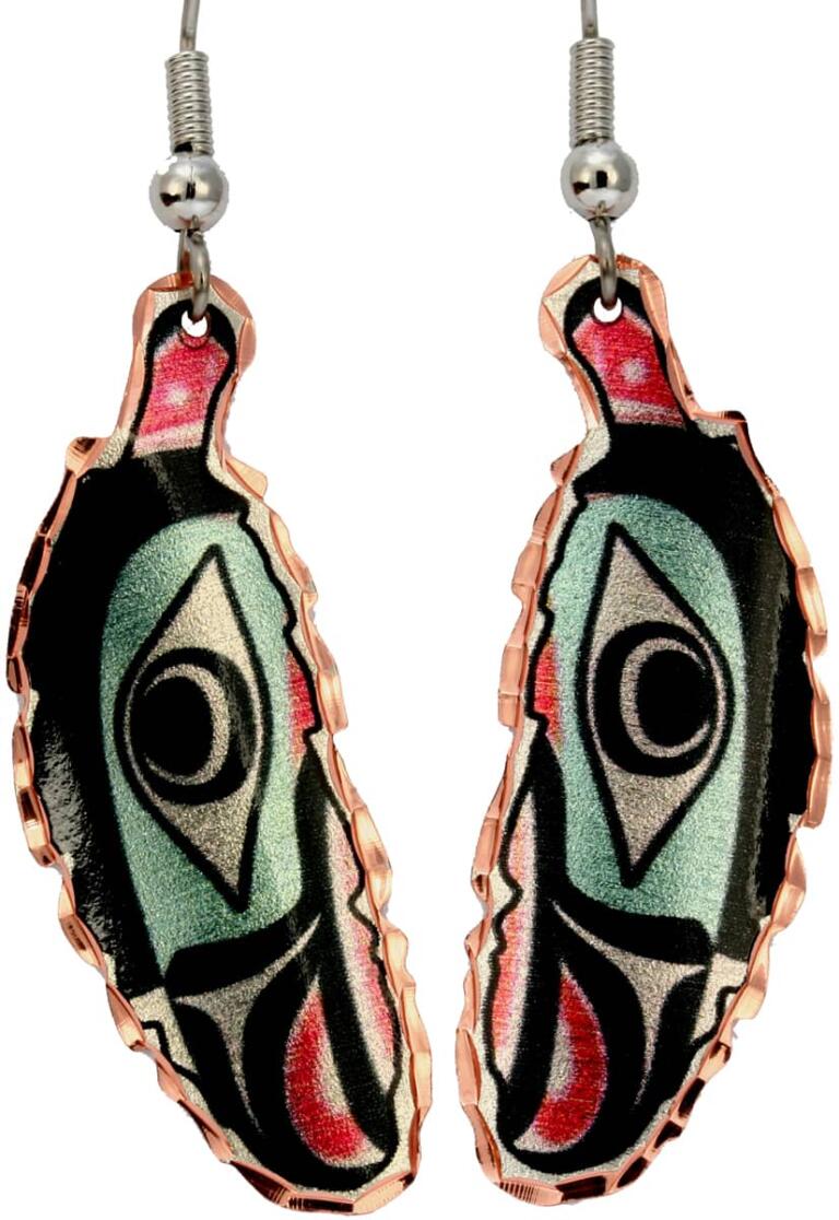 Round Alaska Native Eagle Earrings, Native Eagle Earrings