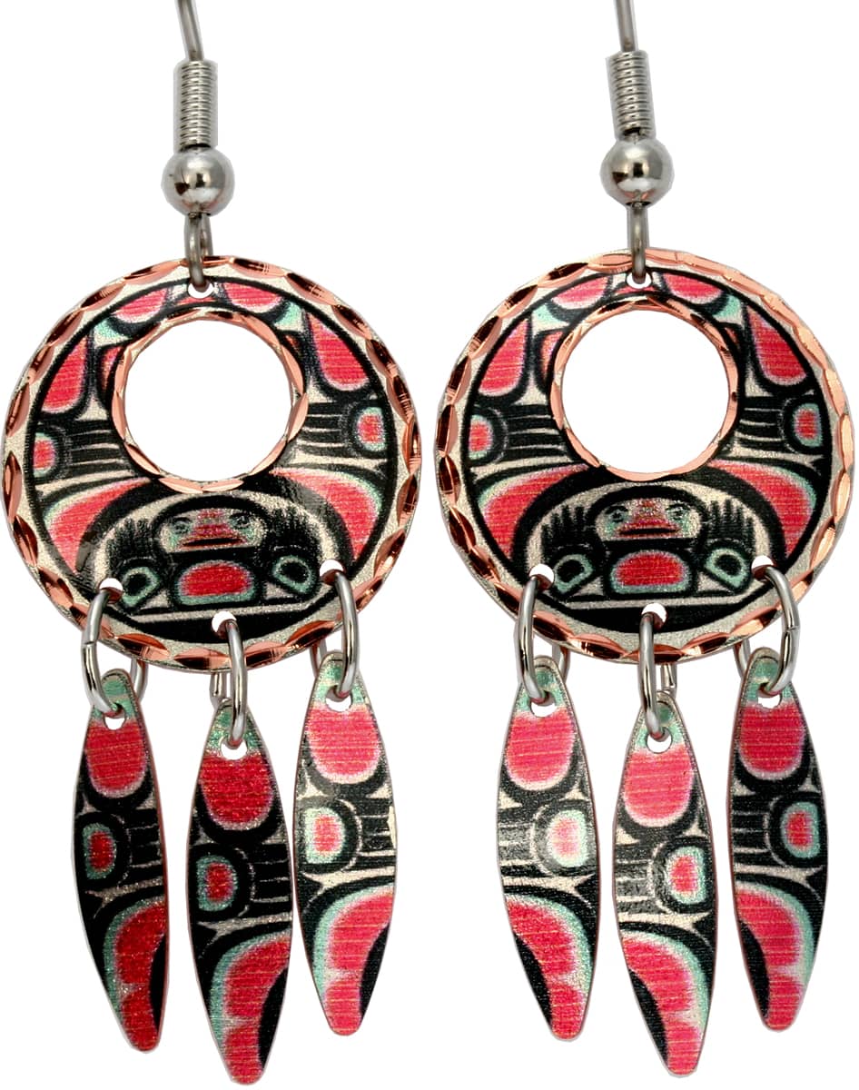 Dangle Alaska Native Totem Earrings, Unique Alaska Jewelry