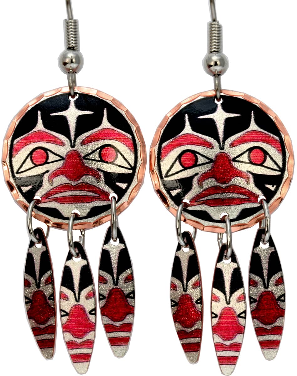 Dangle Alaska Native Totem Earrings, Unique Alaska Jewelry