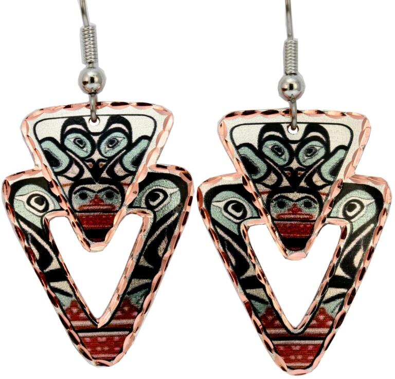 Alaska Native Eagle Copper Earrings, Northwest Native Jewelry