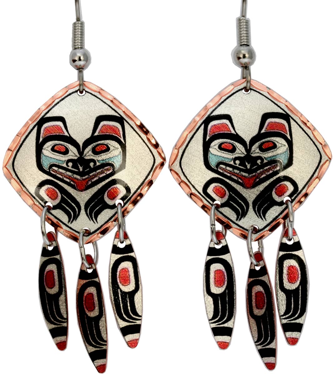 Dangle Alaska Native Wolf Earrings, Alaskan Native Jewelry