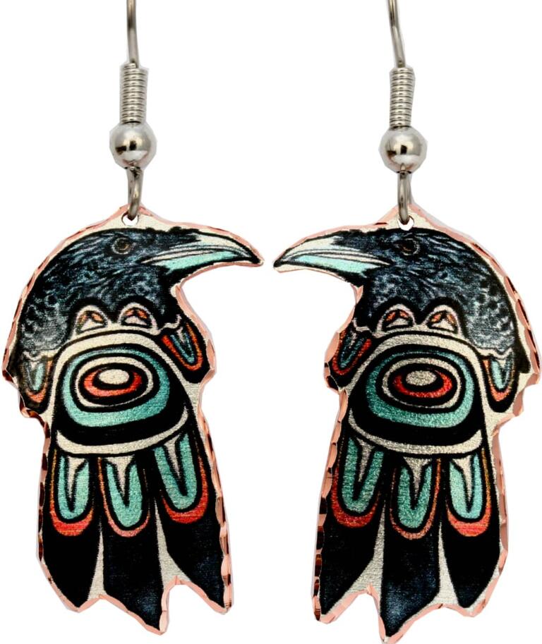 Teardrop Alaska Native Eagle Earrings, Wholesale Alaska Jewelry