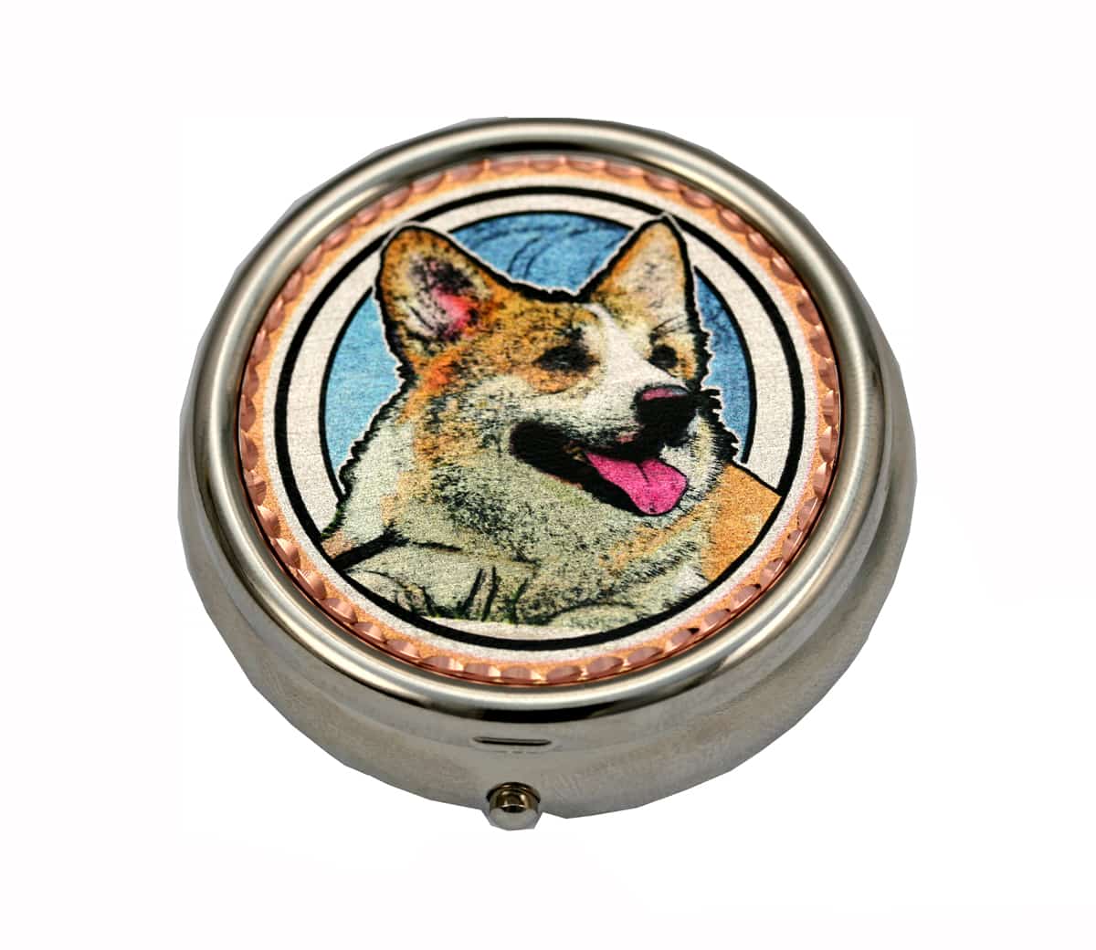 Cardigan Welsh Corgis Dog Pill Box, Unique Copper Gifts for Men