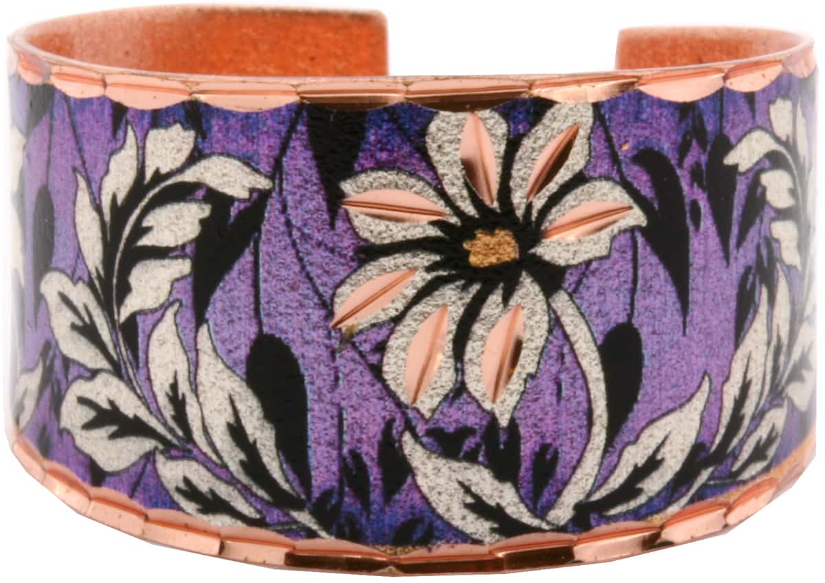 Purple Unique Flower Rings, Adjustable Copper Rings, Flower Rings