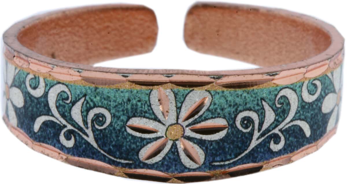 Emerald Green Flower Ring, Copper Handmade Flower Rings