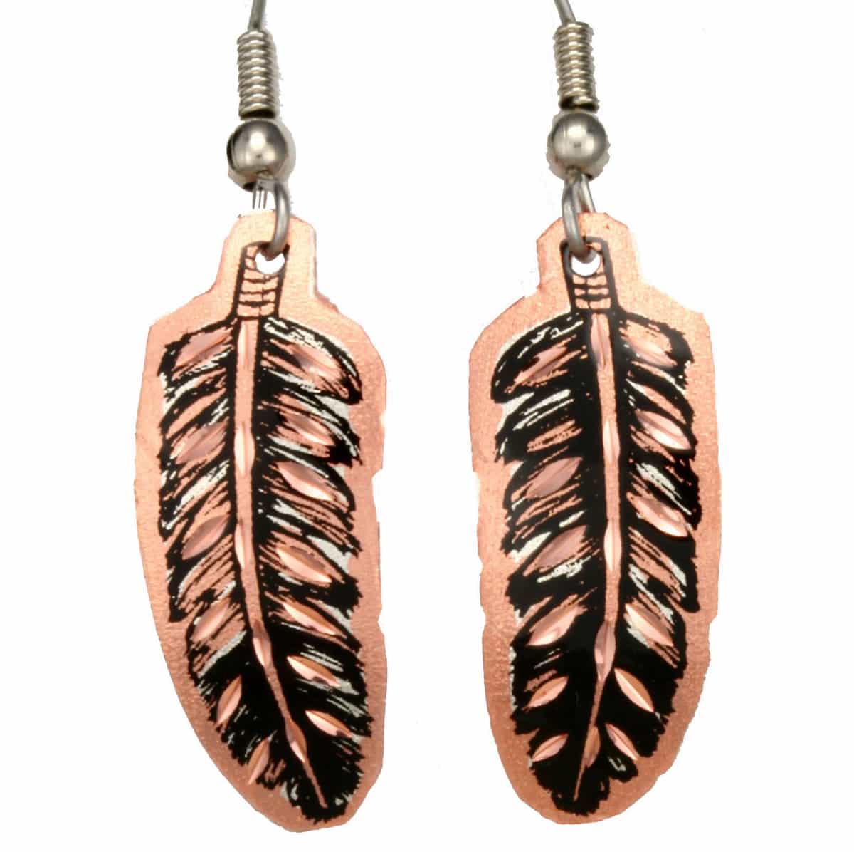 Handmade Copper Feather Earrings
