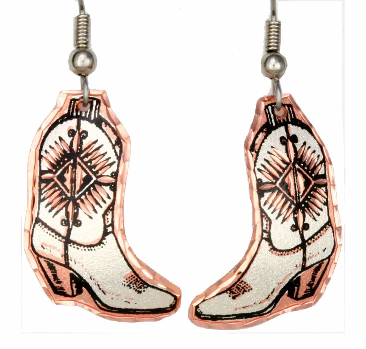 Cowboy Boot Earrings, Best Copper Western Jewelry for Women