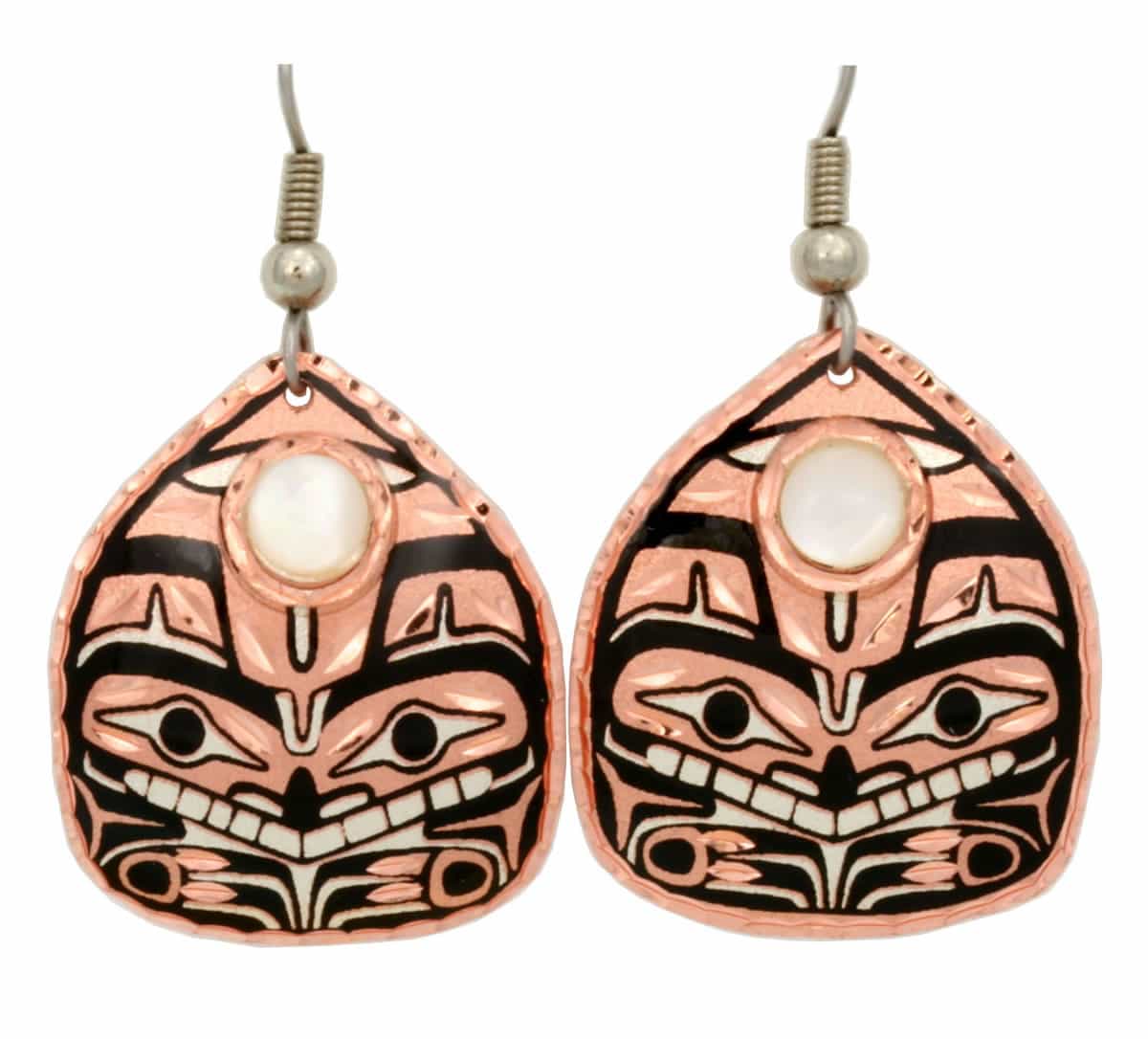 Native Bear Totem Earrings, Northwest Coast Native Bear Earrings