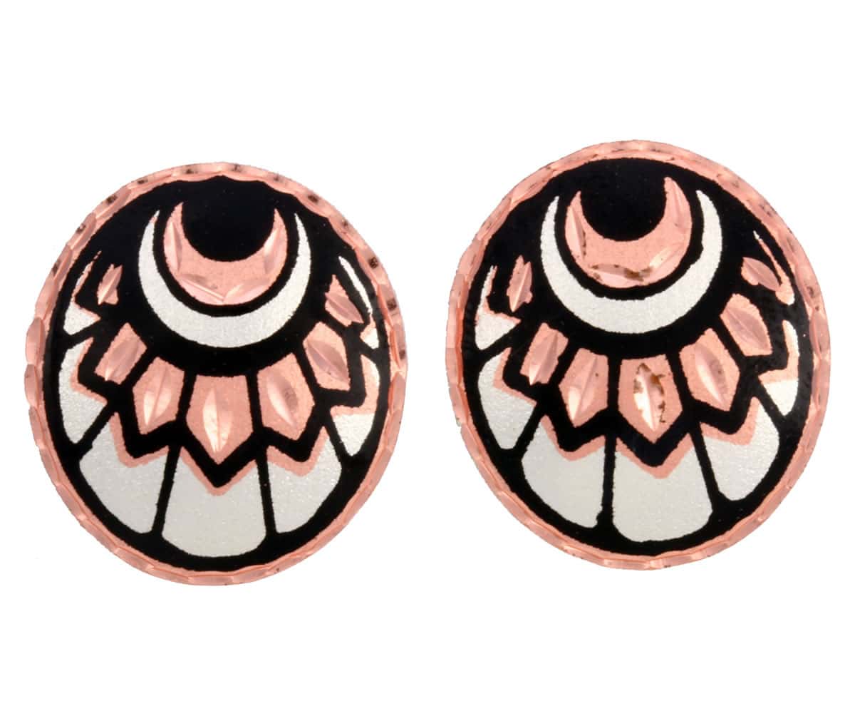 Art Deco Copper Stud Earrings, Women's Handmade Stud Earrings