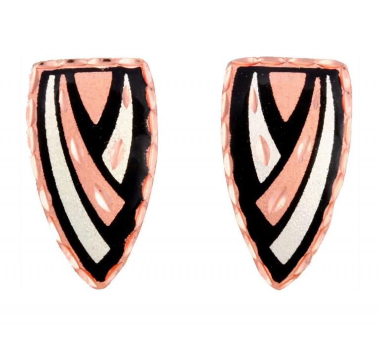 Art Deco Copper Stud Earrings, Women's Handmade Stud Earrings