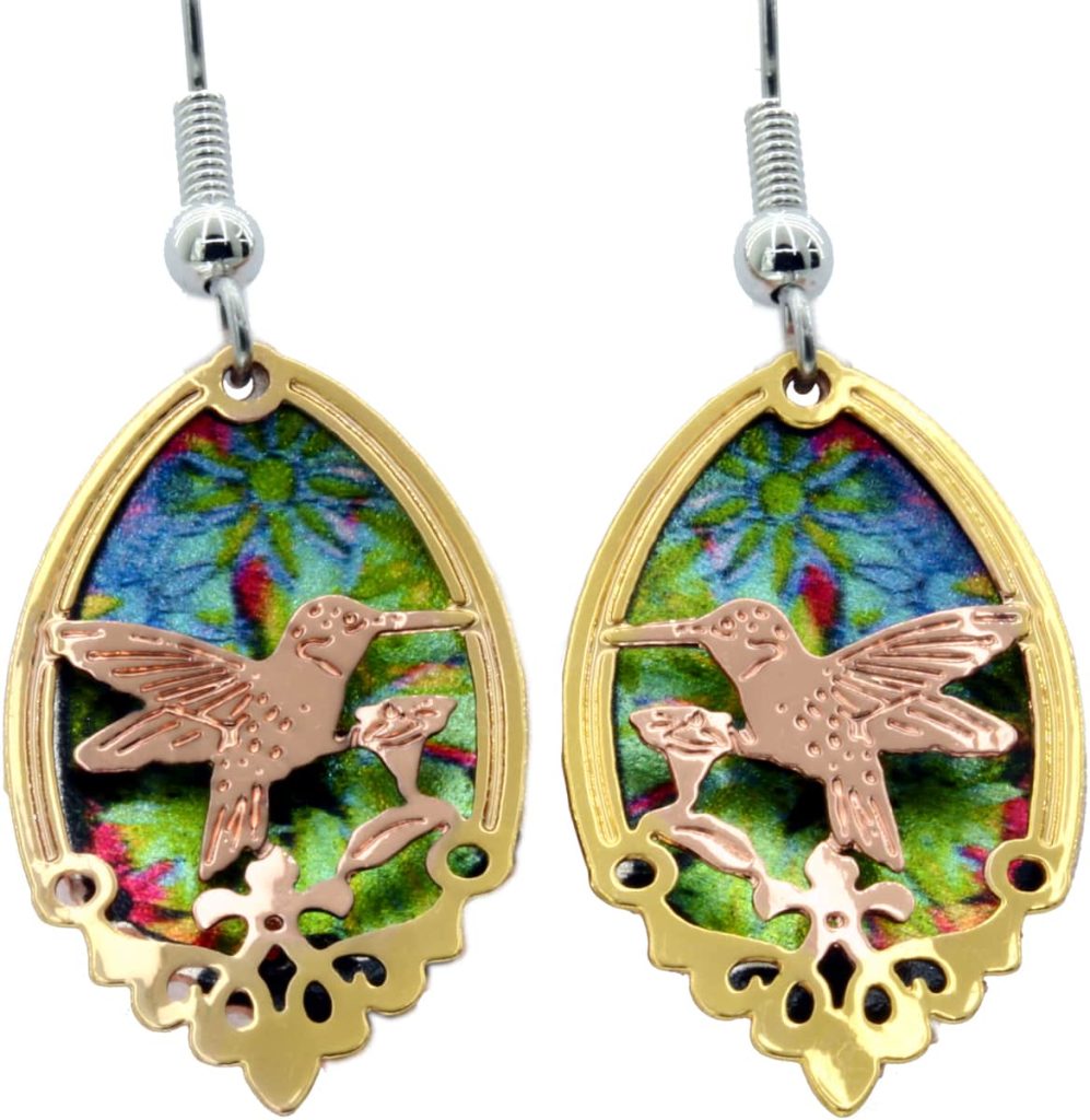 Colorful Cut Out Unique Hummingbird Earrings For Women