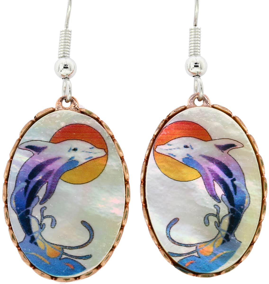 Mother of Pearl Shell Earrings, Colorful Designs Shell Jewelry