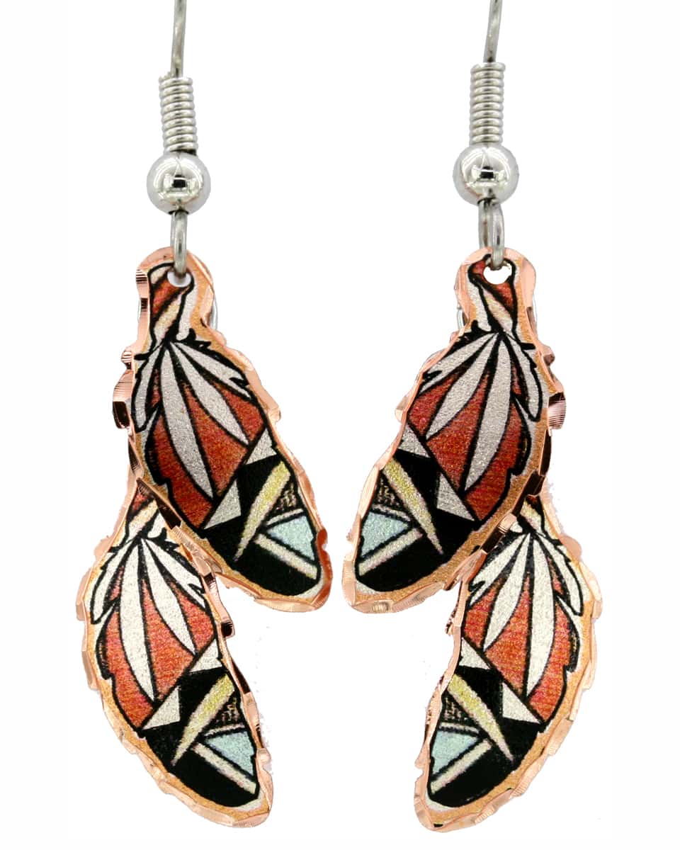 Shop Unique and Stunning Native Feather Art Copper Earrings