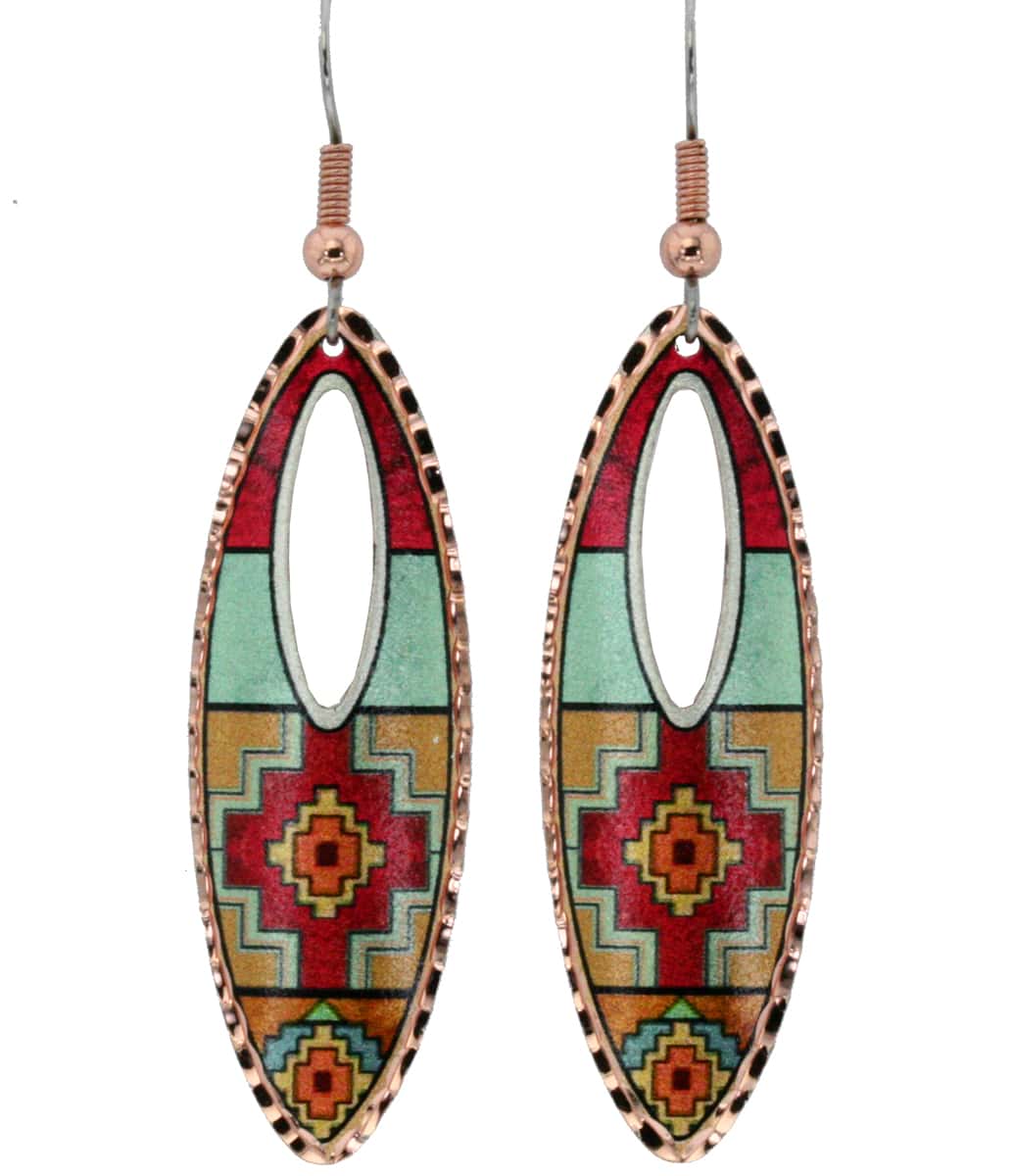 Teardrop Unique American Native Earrings, Copper Native Earrings
