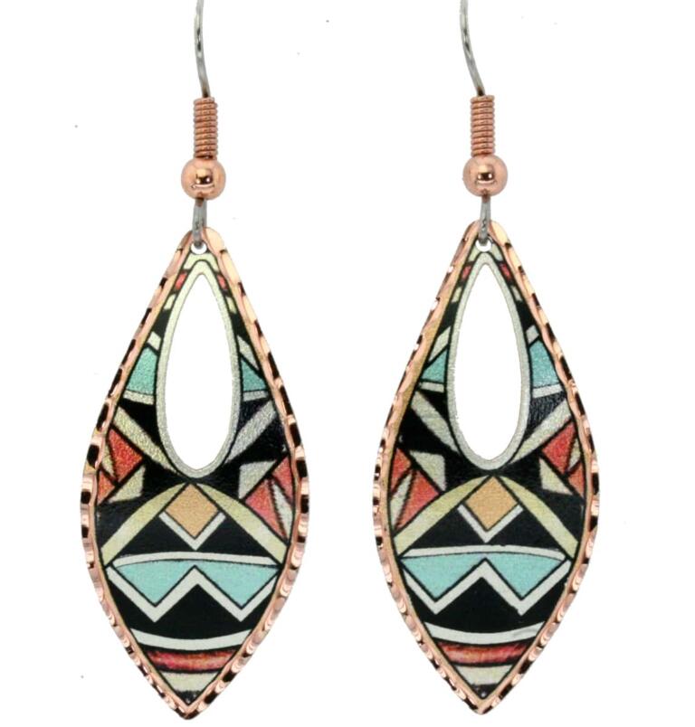 Teardrop Native American Earrings, Color Copper Native Earrings