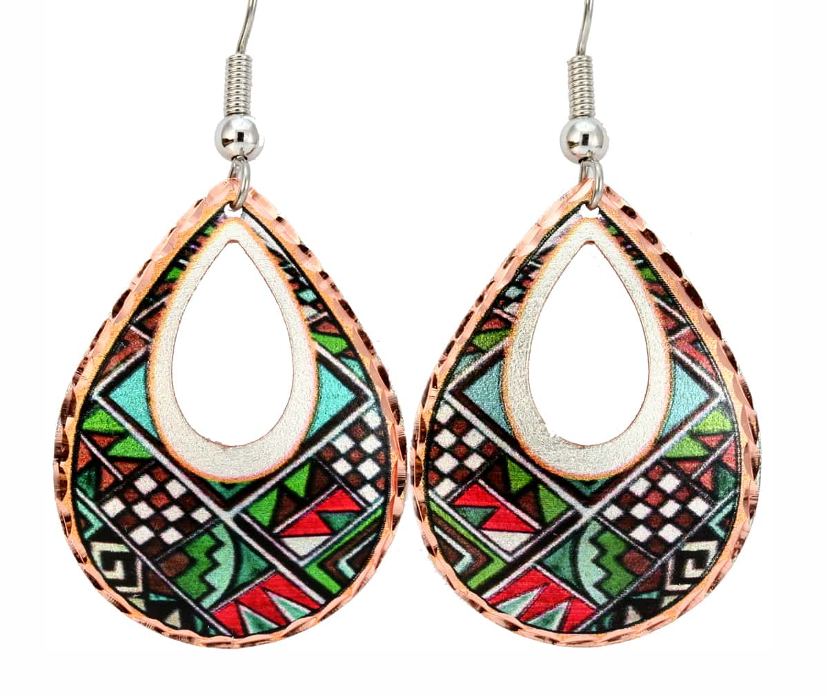 Dangle Native Pueblo Earrings, Wholesale Copper Pueblo Jewelry