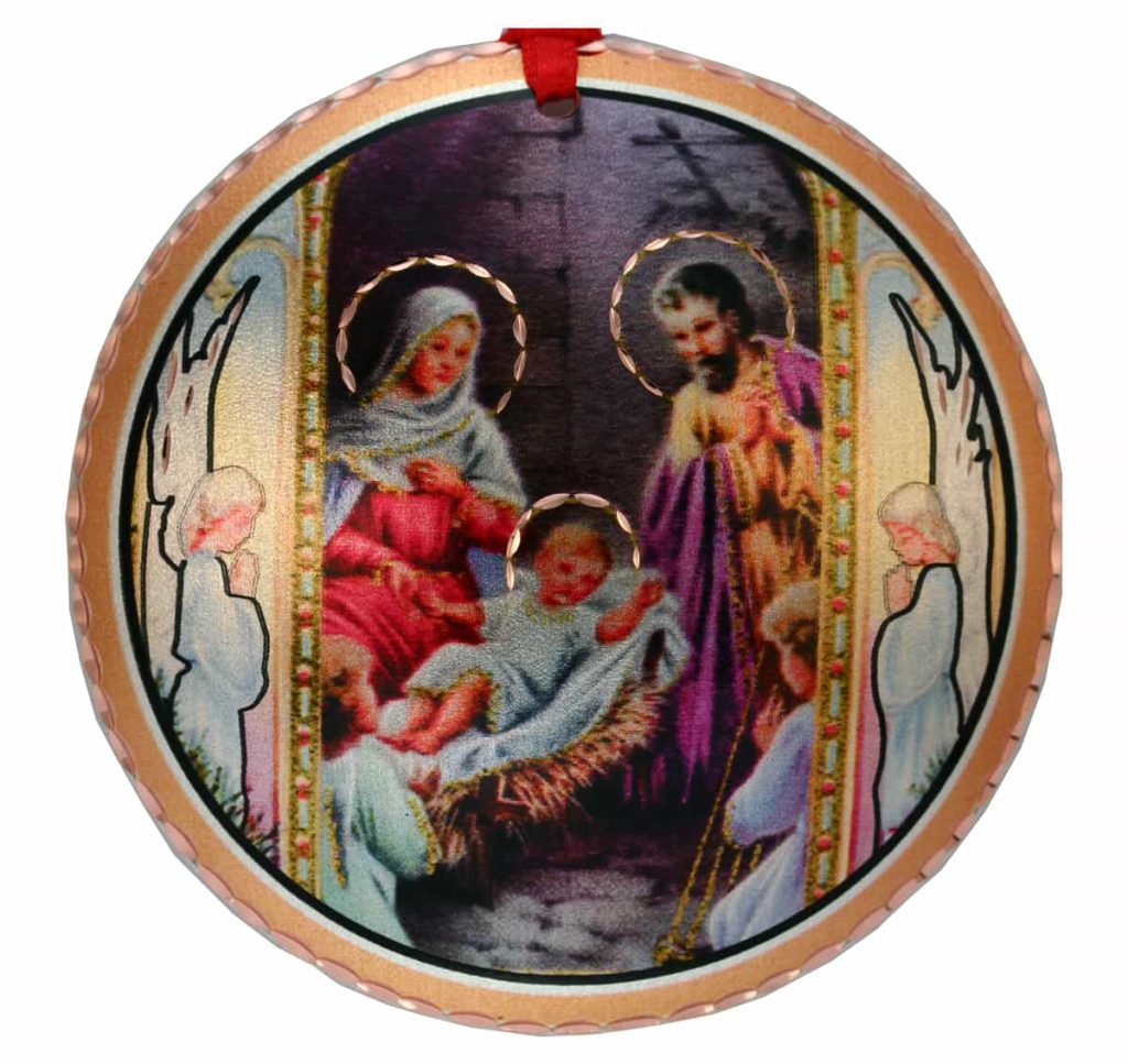 Manger Scene Christmas Ornament, Colorful Handmade Tree Ornaments