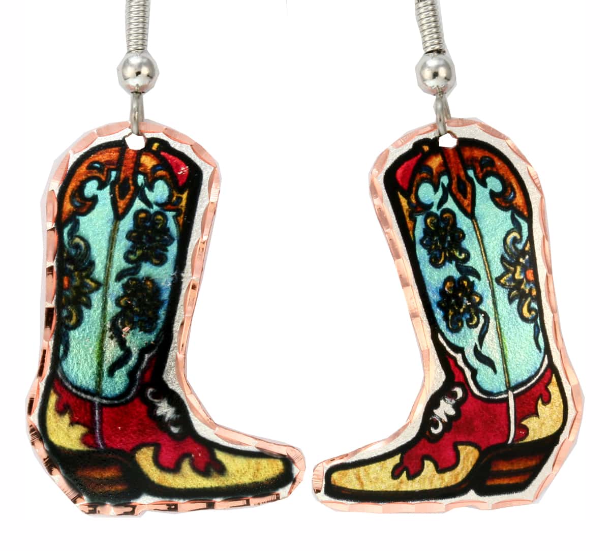 Western Cowboy Boot Earrings, Western Art Jewelry Earrings