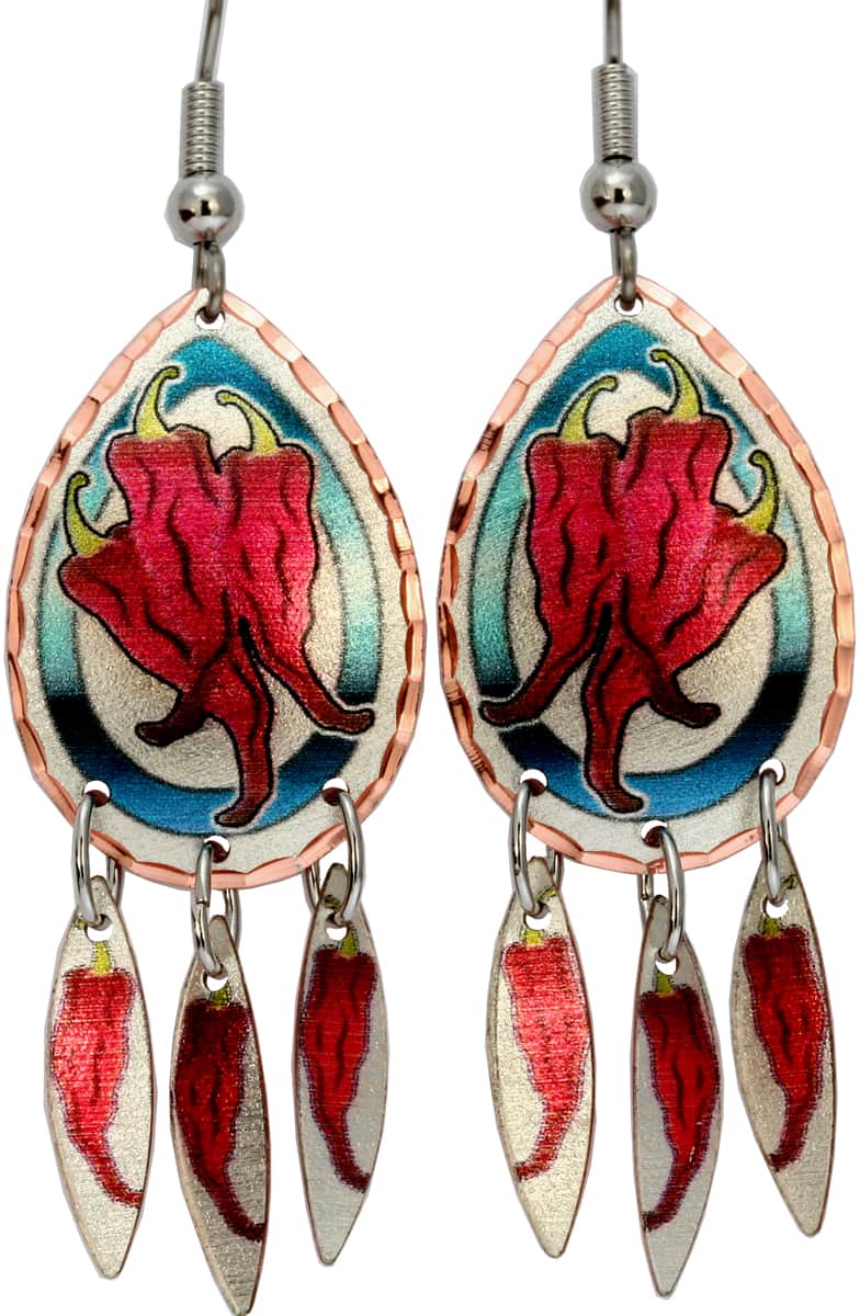 Dangle Day of the Dead Earrings, Colorful Sugar Skull Earrings