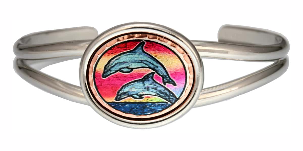 Dolphins Bracelet, Best Colorful Artwork Embellished Wire Bracelets