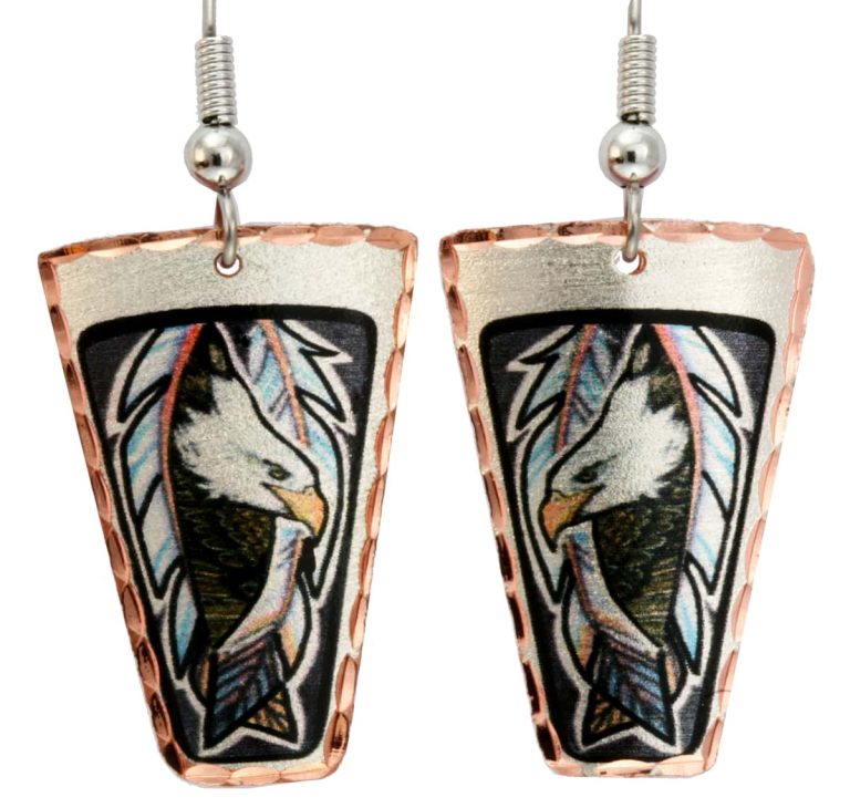 Native Feather Art Copper Bracelet, Art Jewelry Native American Bracelets