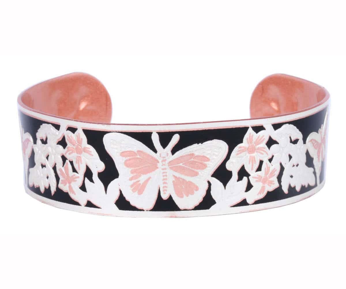 Women's Copper Butterfly Bracelets, Embossed Copper Bracelets