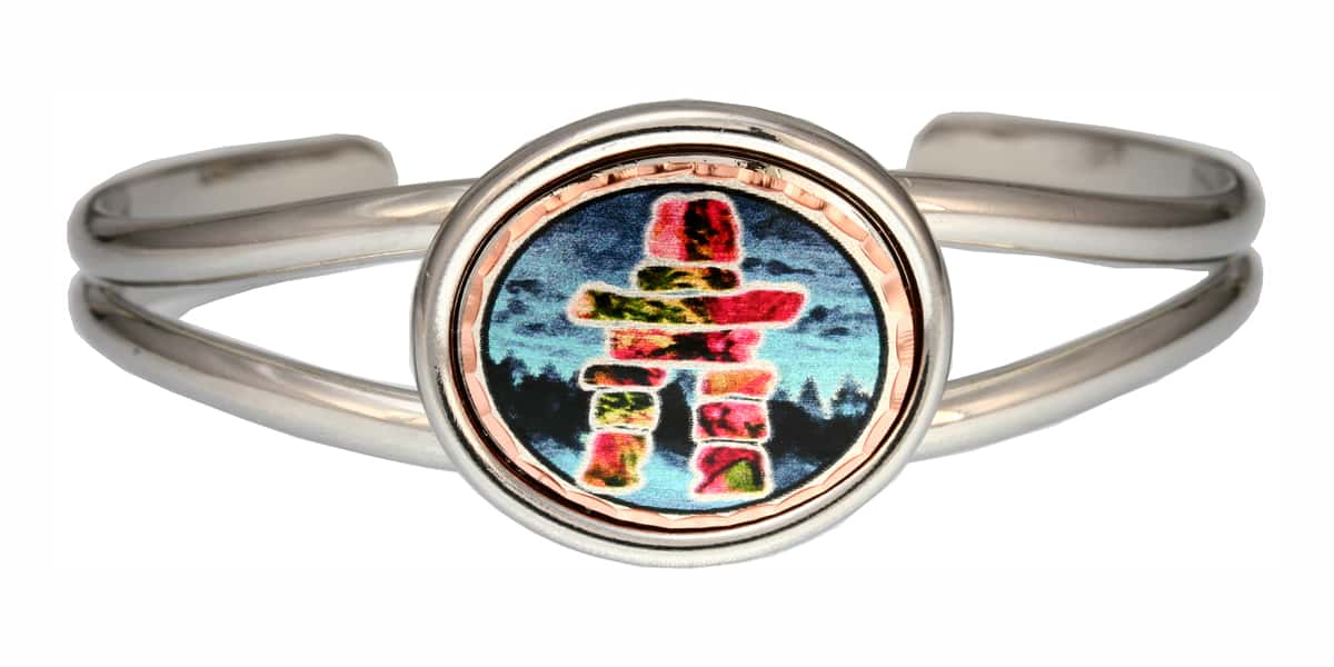 Inukshuk Bracelet, Copper Artwork Decorated Wire Bracelets