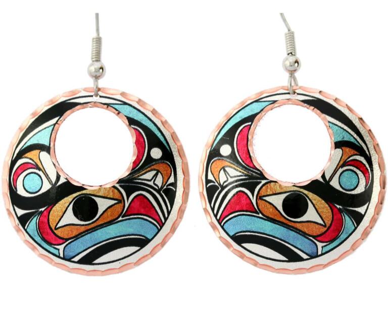 Cut Out Native Salmon Earrings, Best Colorful Northwest Native Earrings
