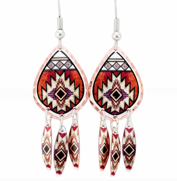 Trendy Dangle Native American Earrings, Unique Colorful Native Jewelry