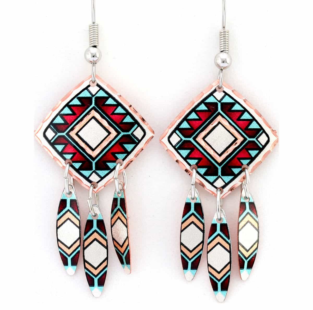 Dangle SW Native American Earrings, Color Southwestern Jewelry