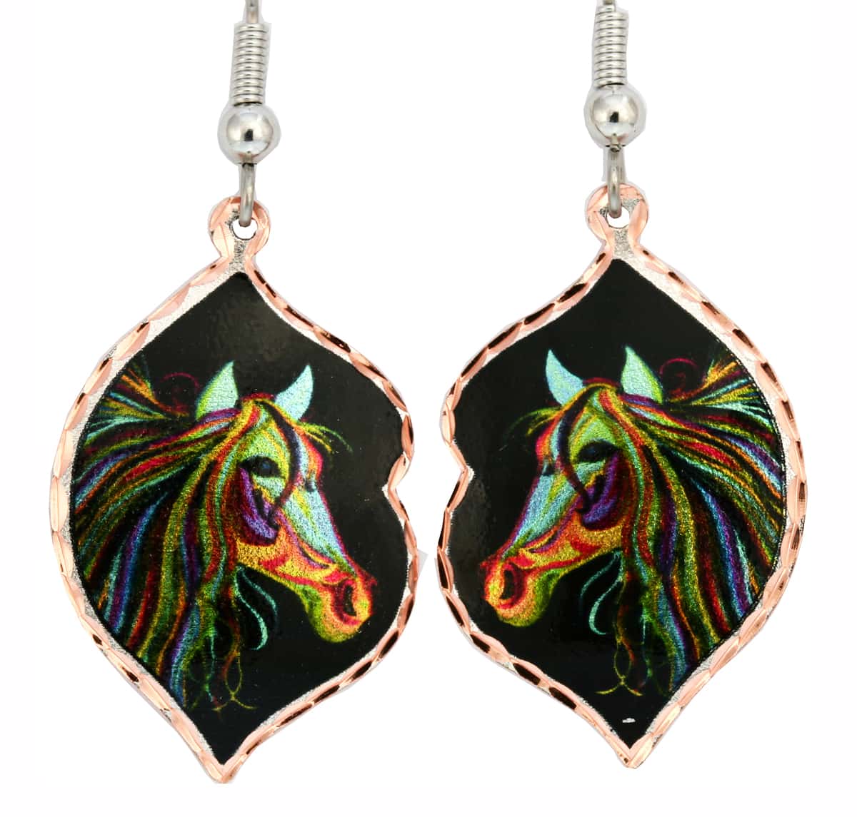 Colorful Wolf Locket Necklace, Copper Artwork Adorned Lockets