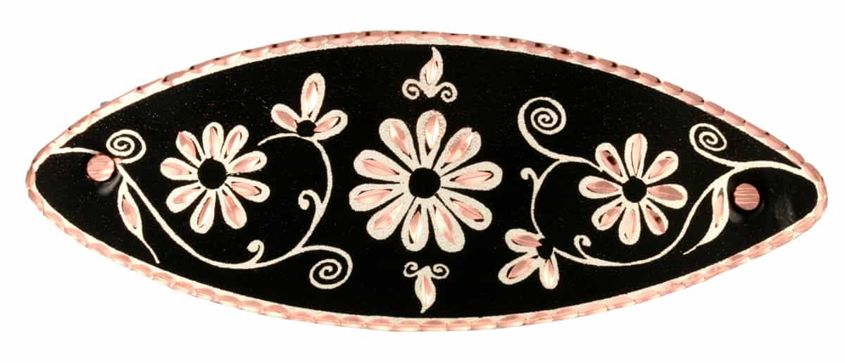 Black Oval Copper Flower Hair Clips, Artisan Handmade Copper Hair Clips