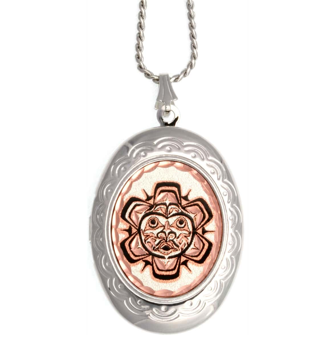 Native Sun Totem Locket Necklace, Unique Locket Necklaces