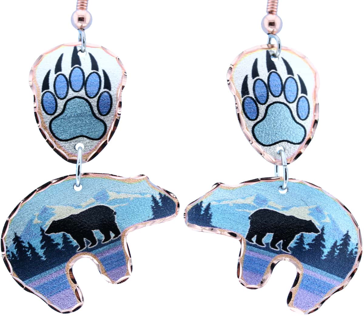 Copper Bear Earrings, Bear Paw Earrings, Wholesale Bear Jewelry