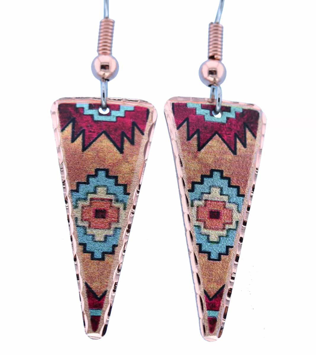 Southwest Native Earrings, Chic Copper Native American Earrings