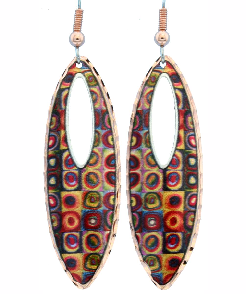 Squares with Concentric Circles Earrings, Kandinsky Jewelry
