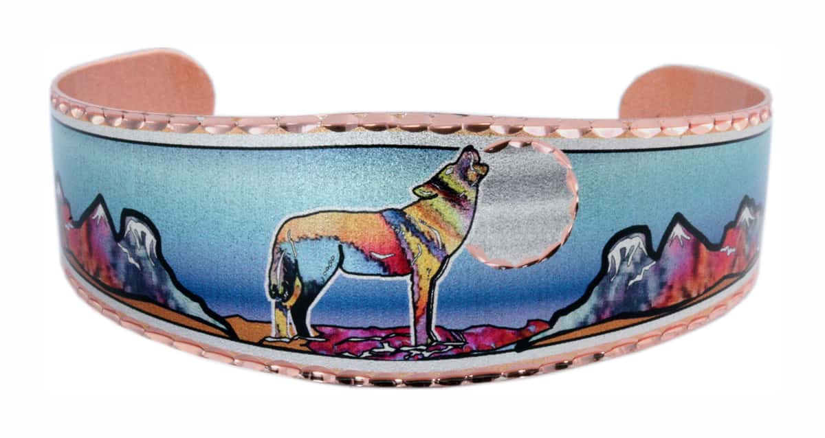 Howling Wolf Bracelets, Cut Out Copper Embellished Bracelet