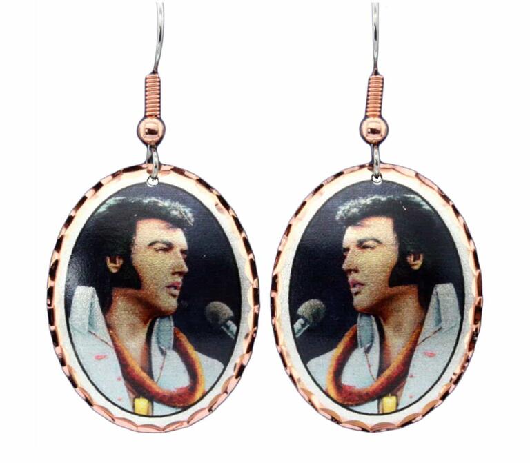 Elvis Presley Jewelry Earrings, Colorful Copper Elvis Earrings