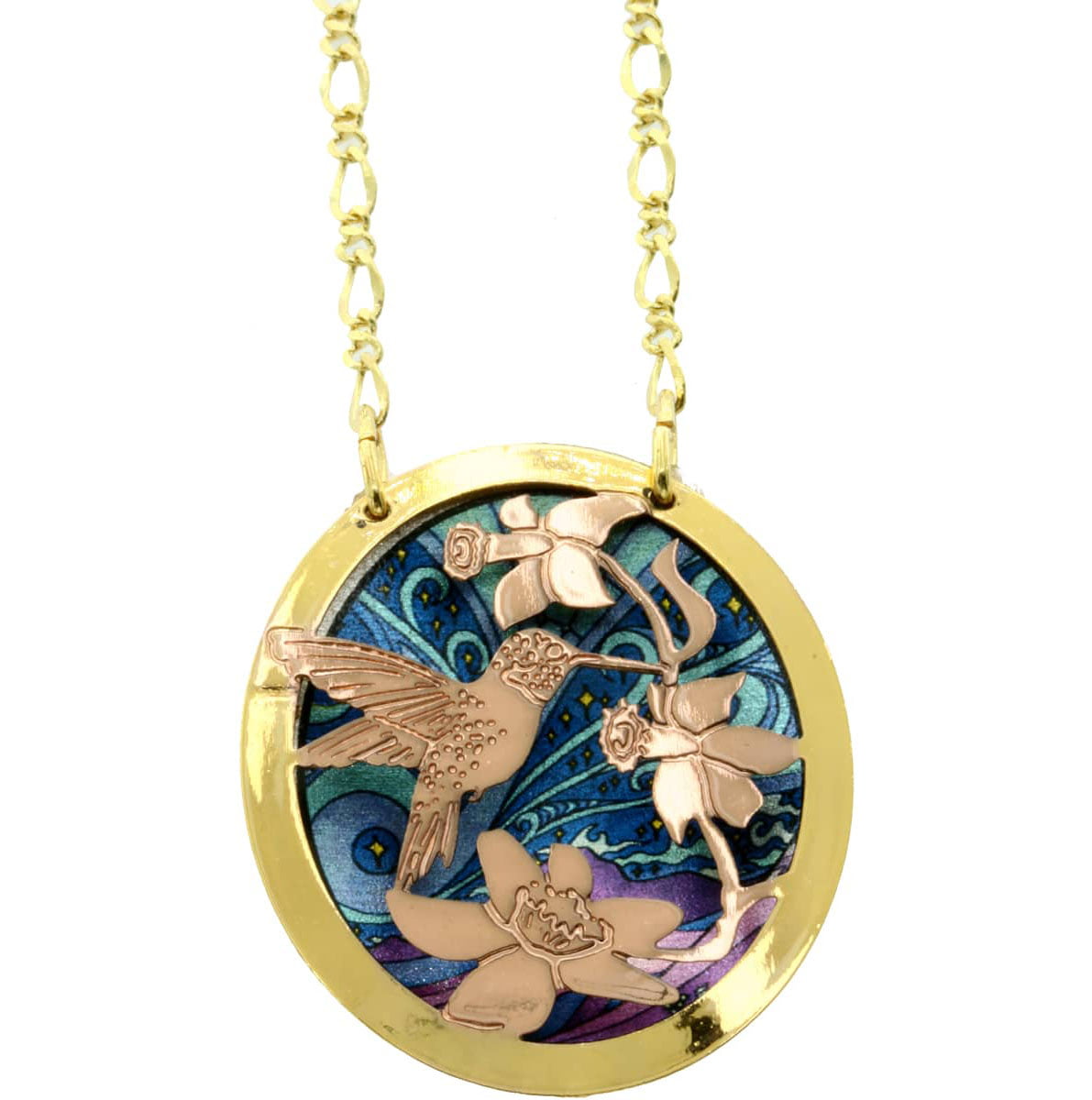 Copper & Gold Hummingbird Necklace, Necklace, Wholesale Necklaces
